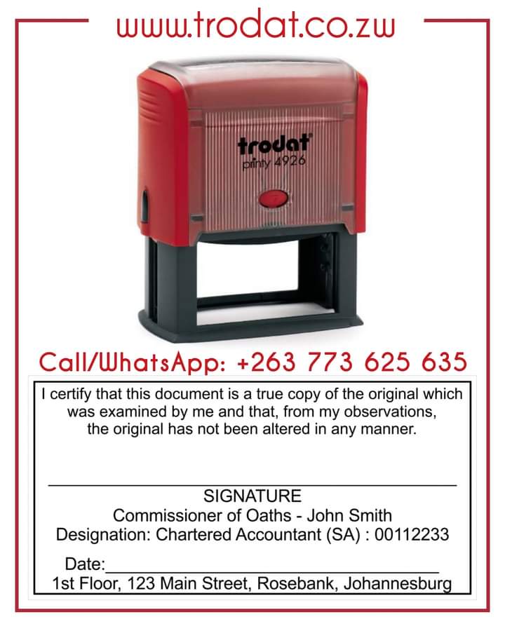 Certifying Stamps | Trodat Rubber Stamps in Zimbabwe