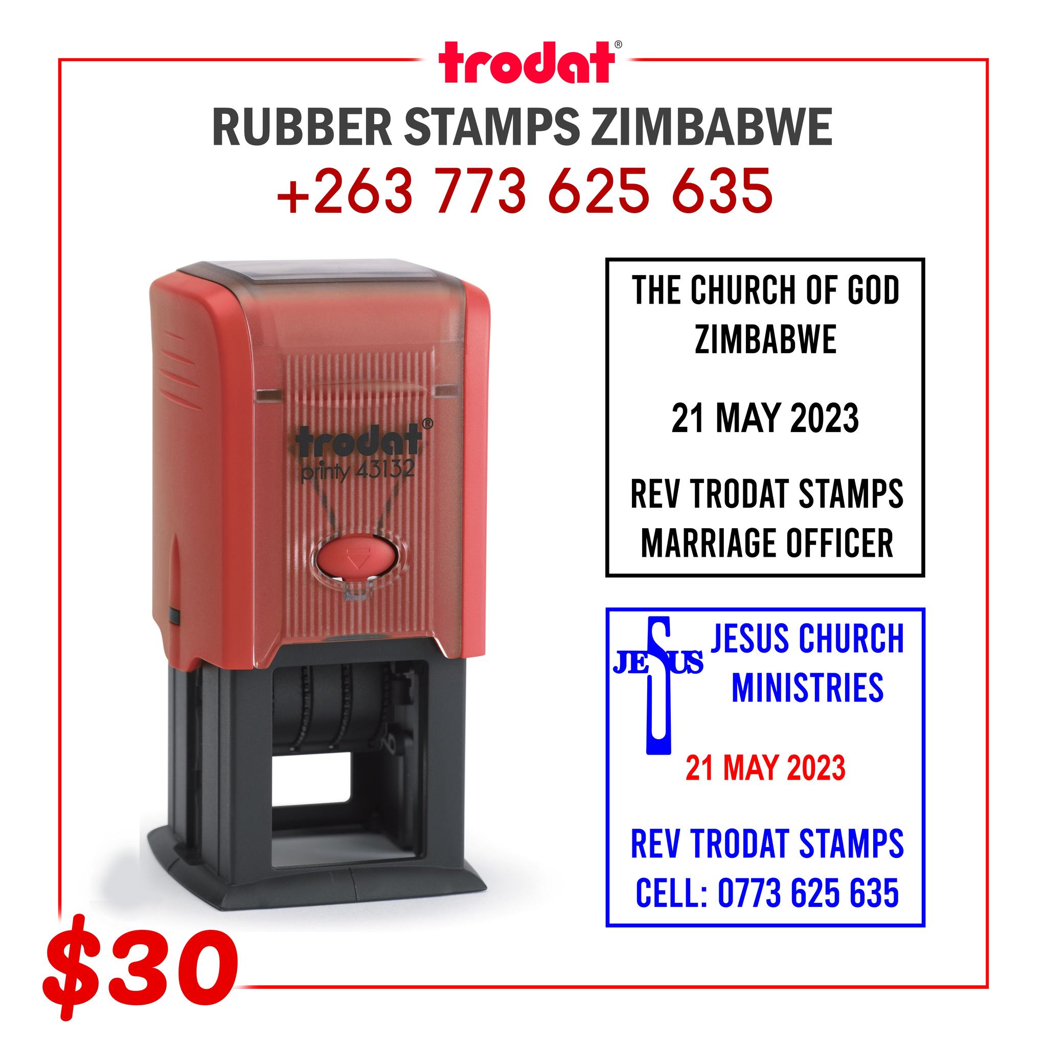 Stamps for Wedding Marriage Officers and Churches in Zimbabwe | Trodat ...